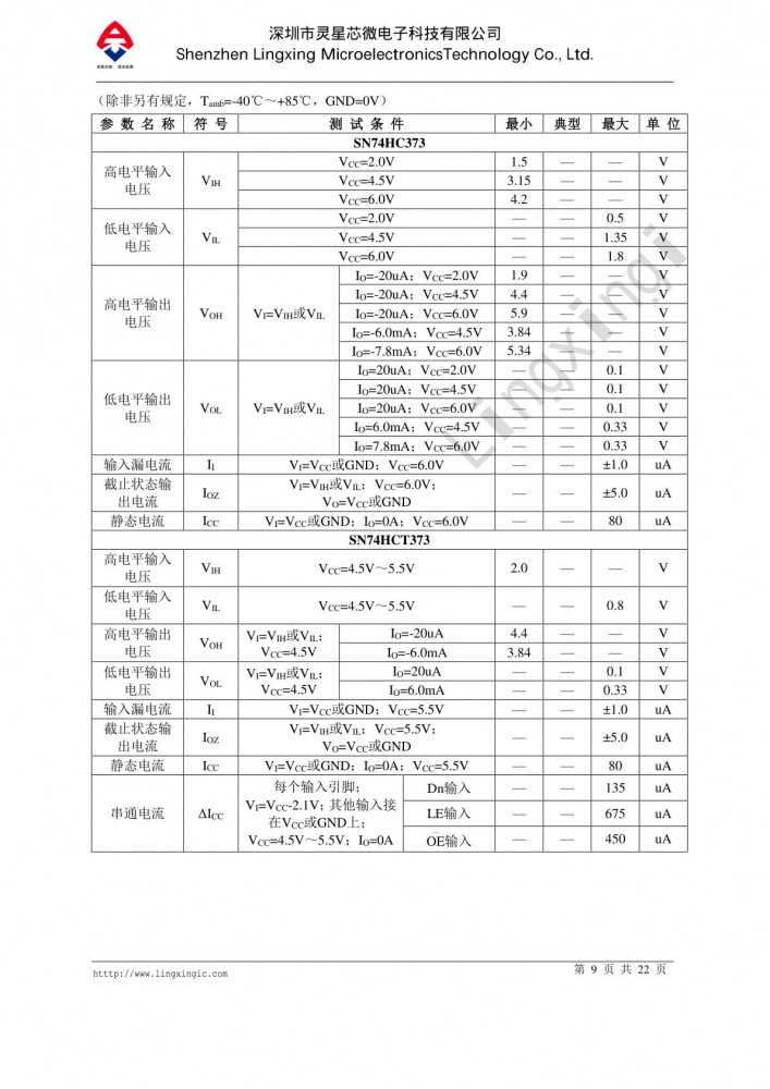 SN74HC373 datasheet page 9