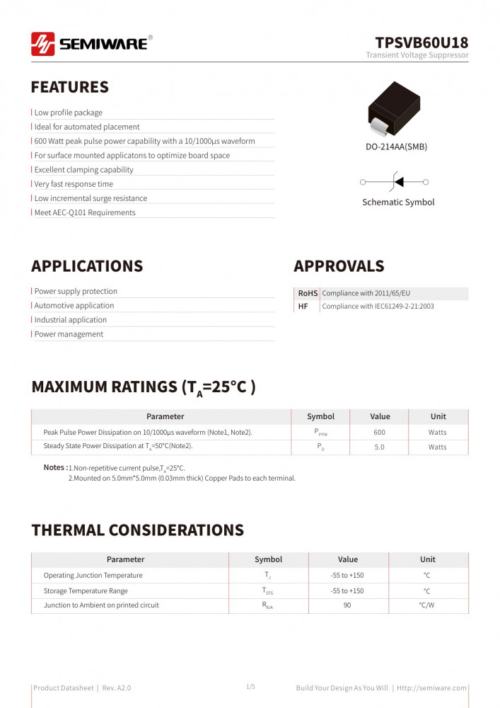 TPSVB60U18 datasheet page 1
