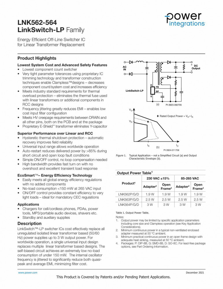 LNK563GN datasheet page 1
