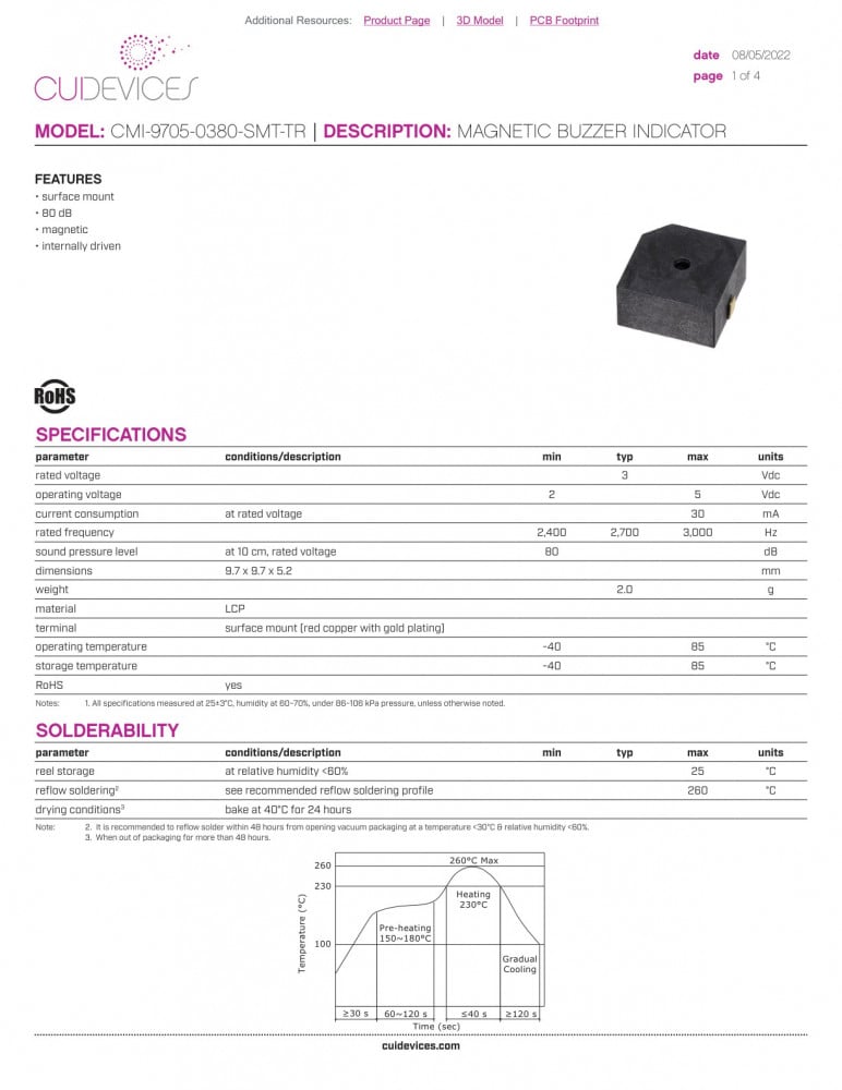 CMI-9705-0380-SMT-TR technical document page 1