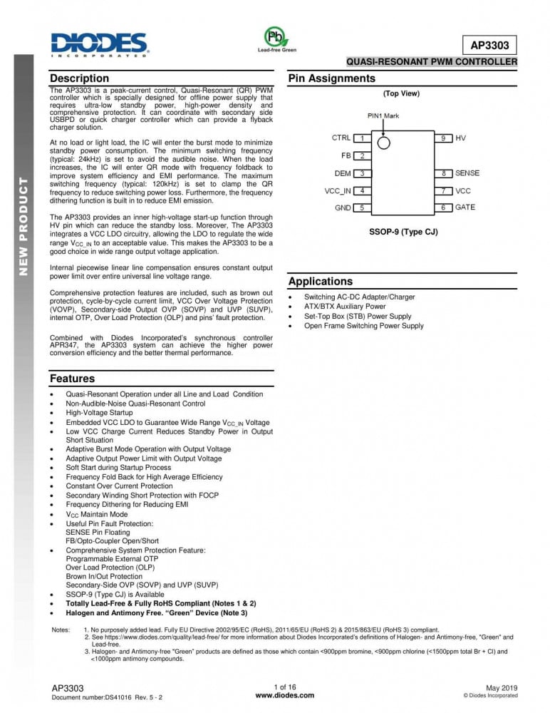 AP3303S9-13 datasheet page 1