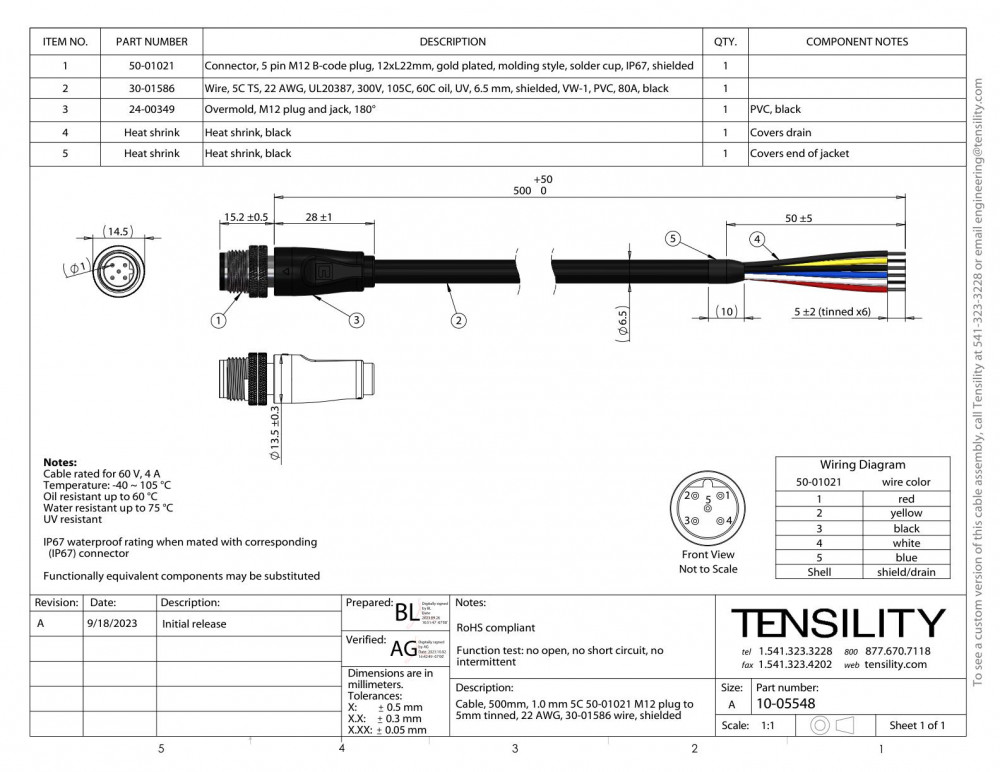 10-05548 product drawing and wiring diagram