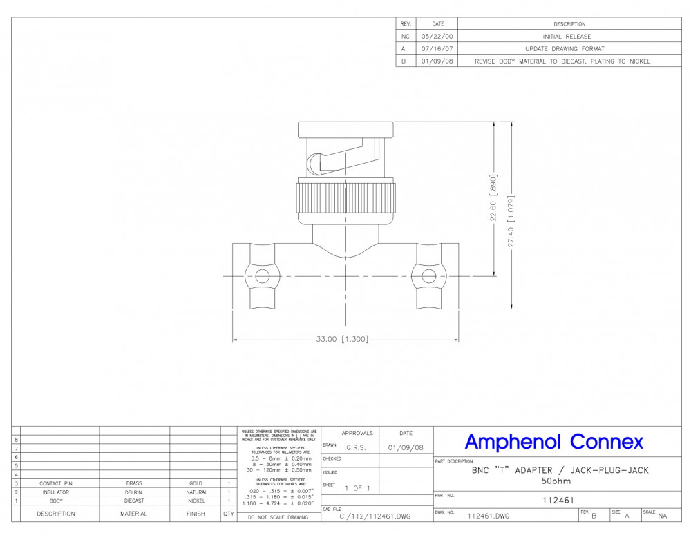 Amphenol 112461 technical drawing preview