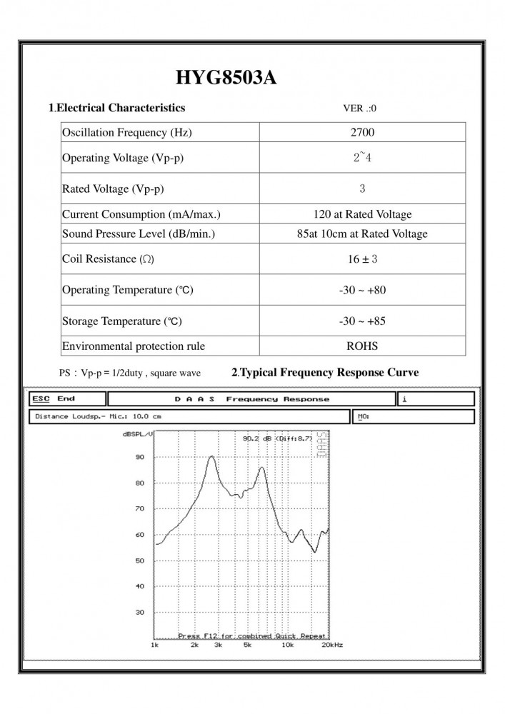 HYG-8503A specification page 2