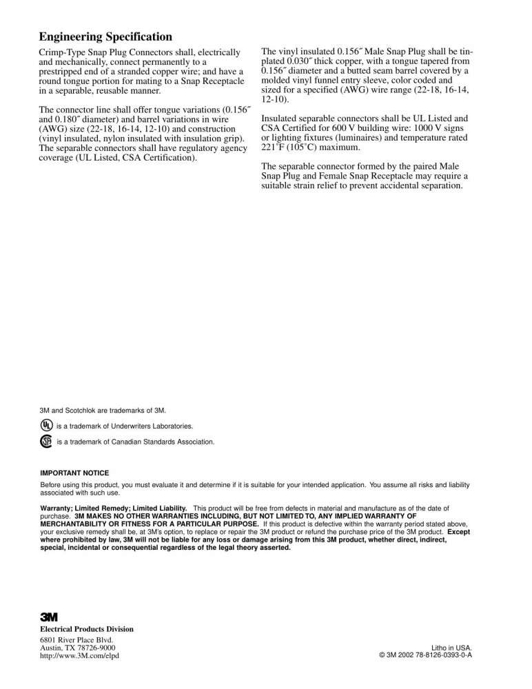 3M Scotchlok MVU14-156DM terminal datasheet page 2