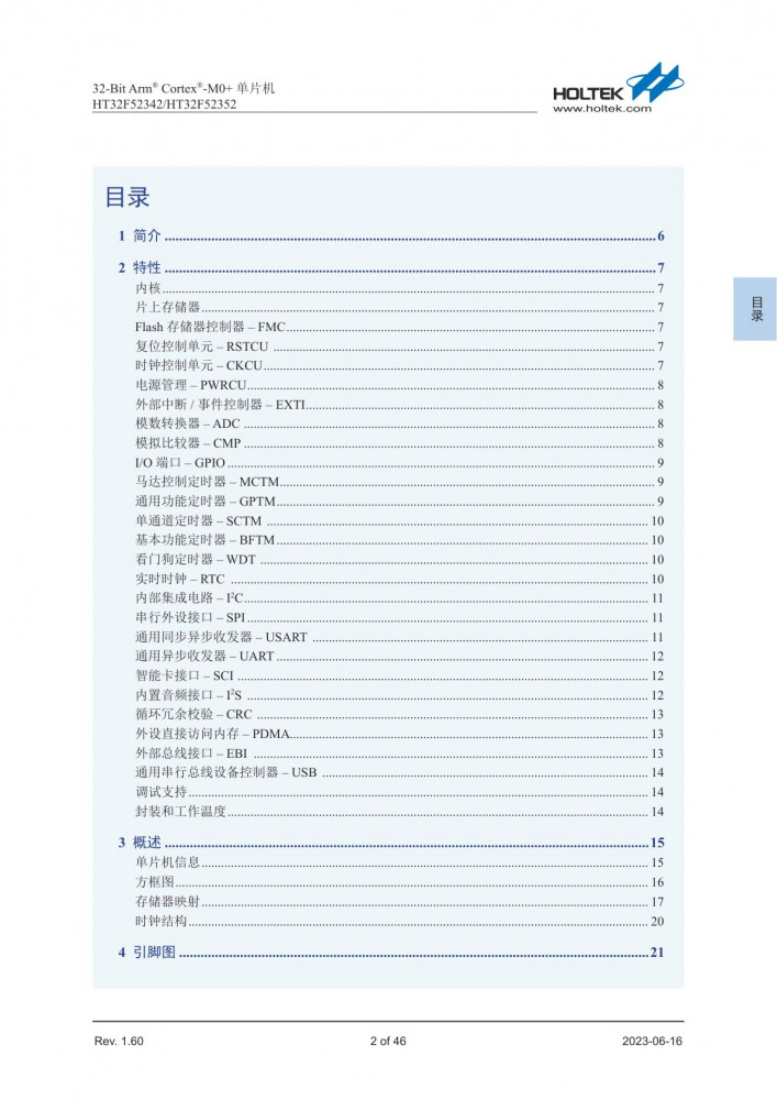 HT32F52342 datasheet page 2