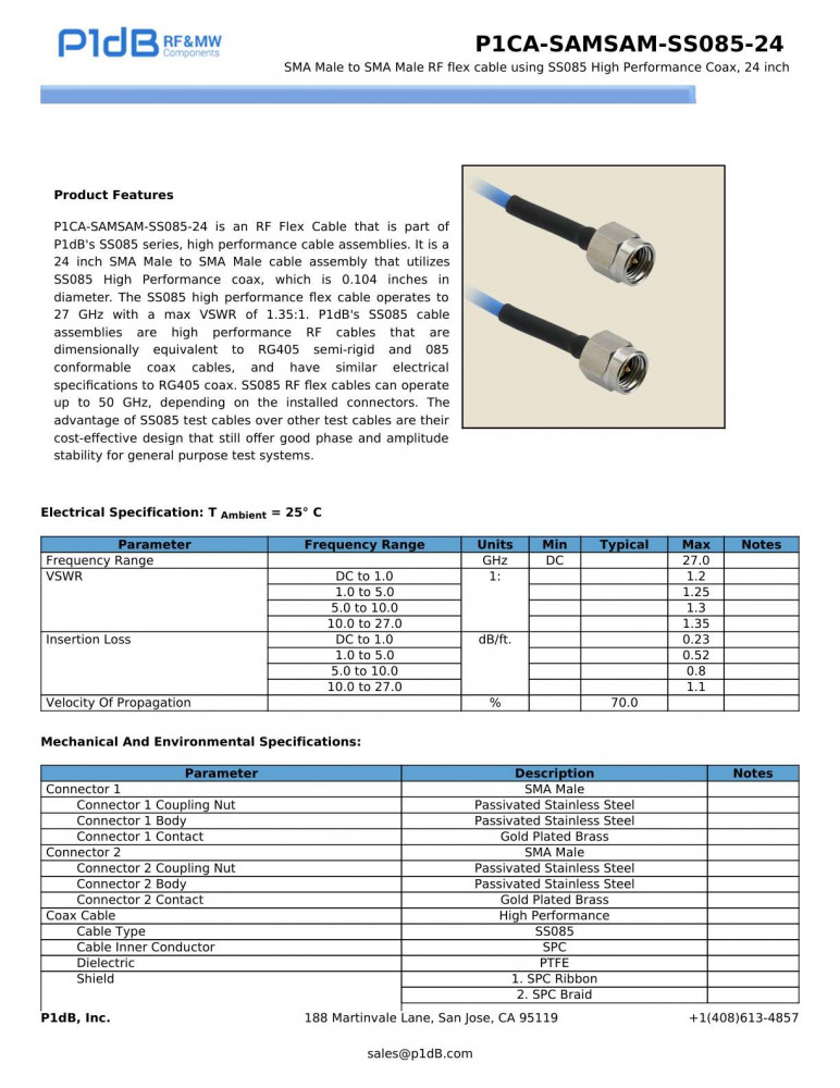 P1CA-SAMSAM-SS085-24 product document, page 1