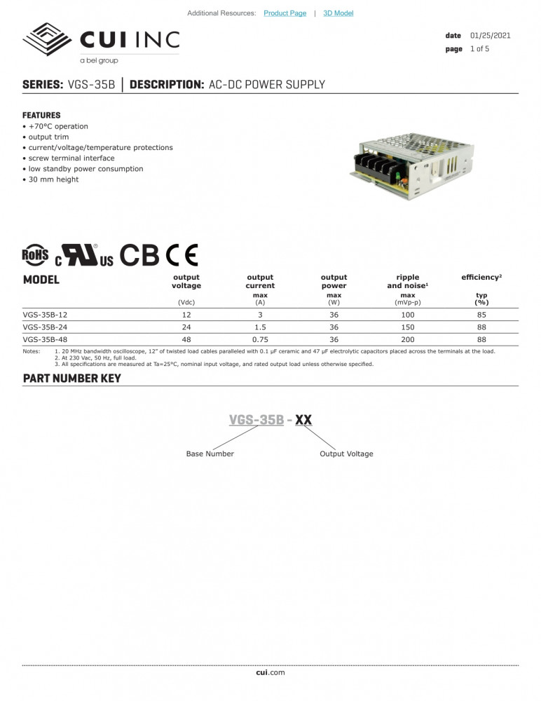 VGS-35B-48 datasheet page 1