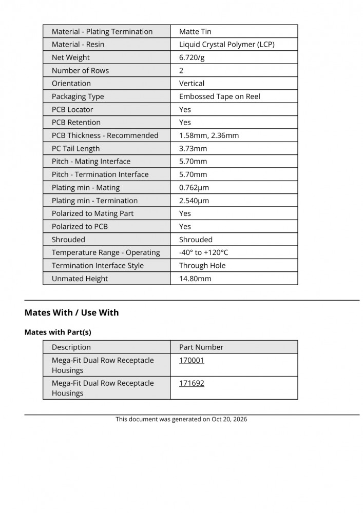 Technical document image 3 for MOLEX 1720651912