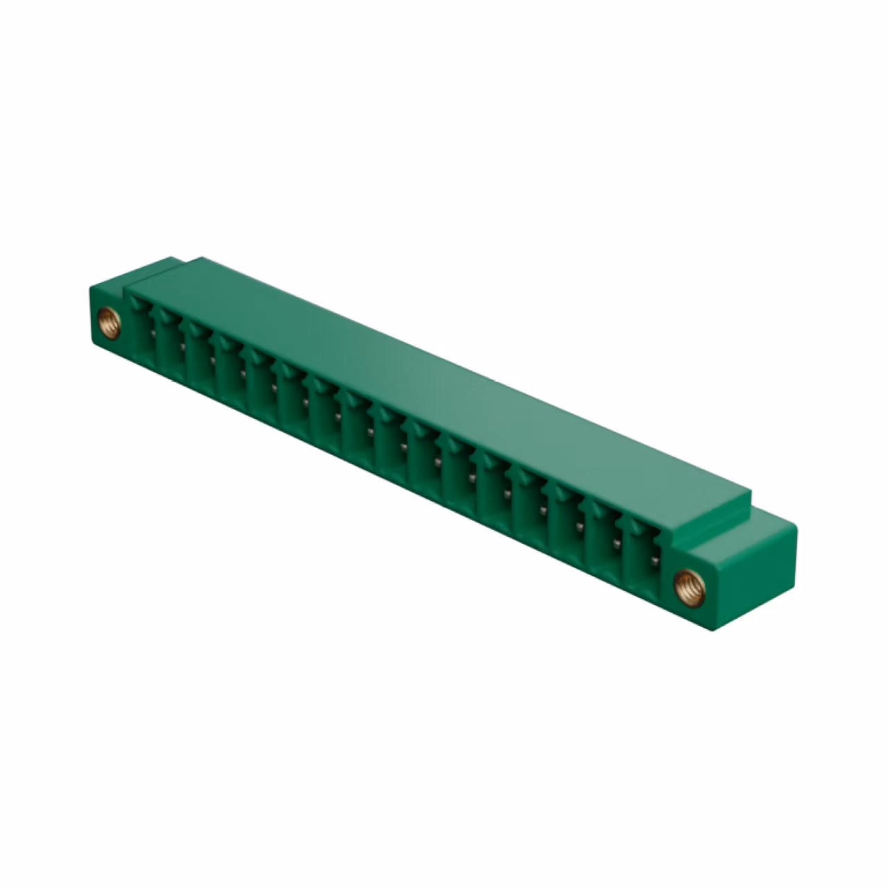 3.81mm Pitch Eurostyle Right-Angle PCB Header, with Threaded Retention Inserts, Green Housing, 16 Circuits for sale
