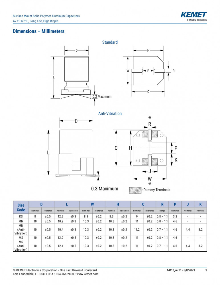 KEMET A771 datasheet page 3