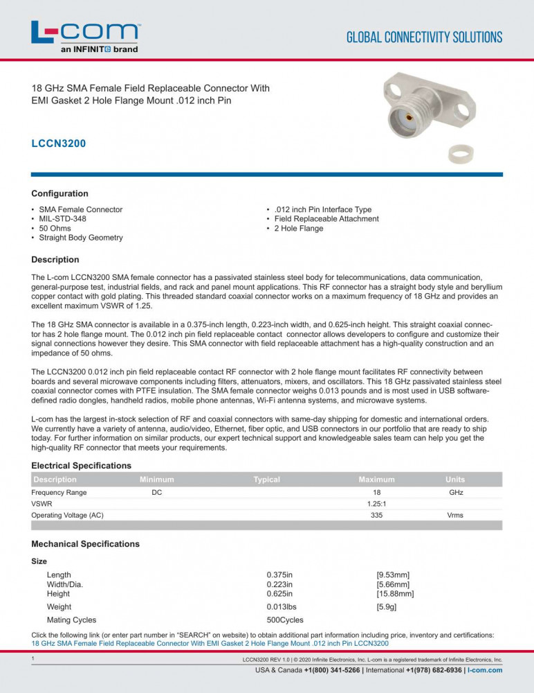 L-com LCCN3200 technical document page 1