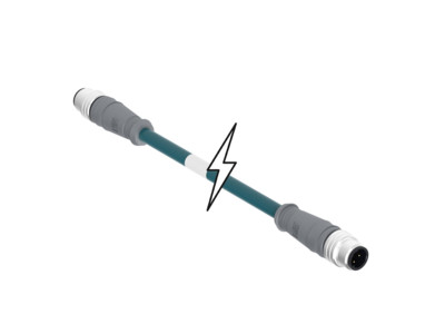 Micro-Change (M12) Single-Ended Cordset, 4 Poles, D-Coded, Male (Straight) to Pigtail, 24 AWG, Teal PUR WSOR Cable, 30.0m (98.40') Length