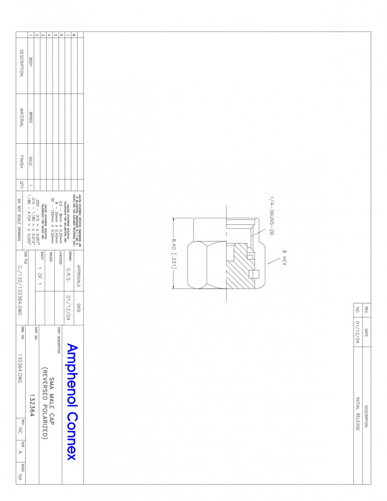 Amphenol 132364 technical drawing preview