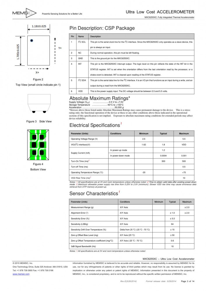 MXC6255XC datasheet page 3