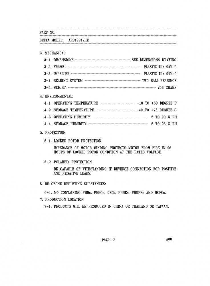 AFB1224VHE specification page 3
