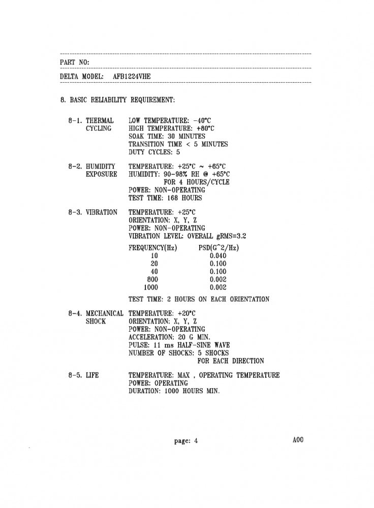 AFB1224VHE specification page 4