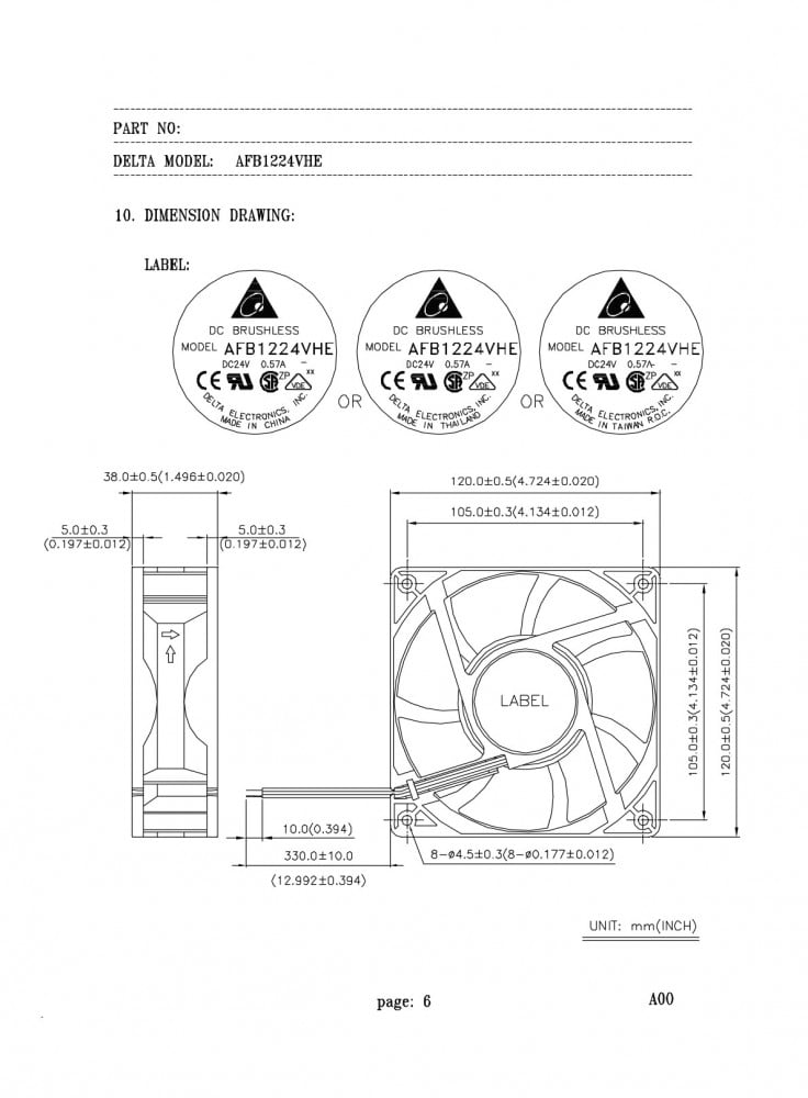 AFB1224VHE specification page 6
