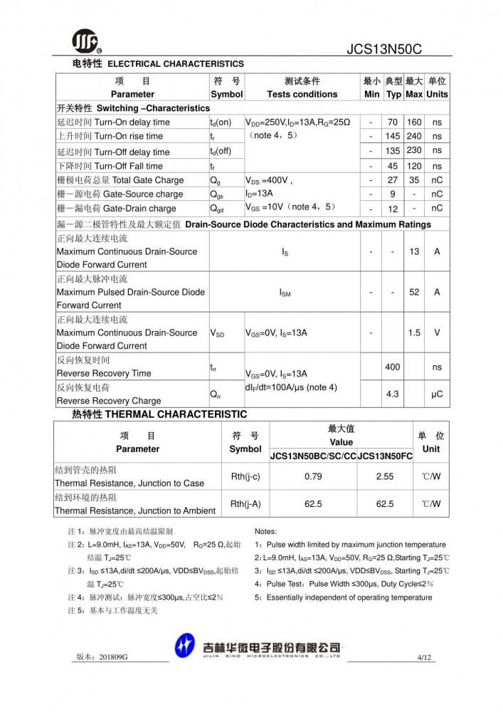 JCS13N50FC datasheet page 4