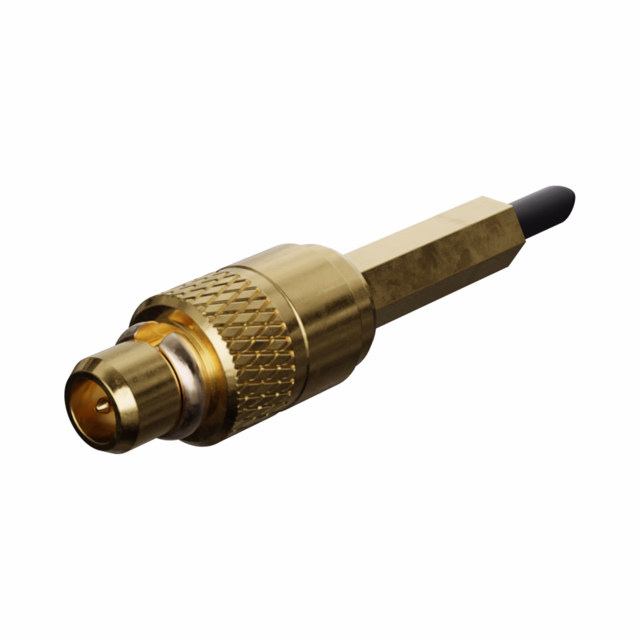 MMCX Plug, Straight, Crimp, 1.13mm Cable, Brass Body, Gold (Au) Plated, One Piece Per Bag, 50 Ohms for sale