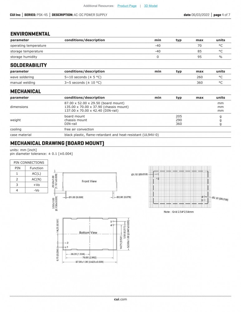 CUI PSK-45 datasheet page 4