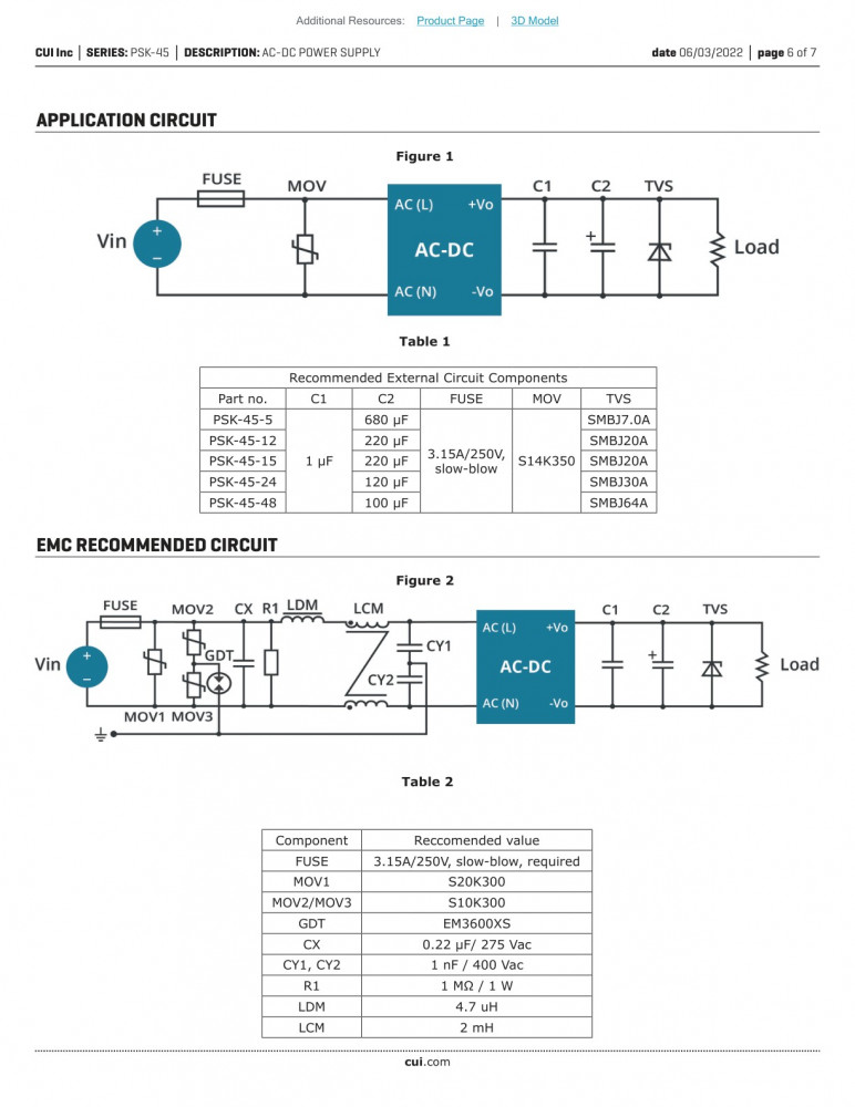 CUI PSK-45 datasheet page 6