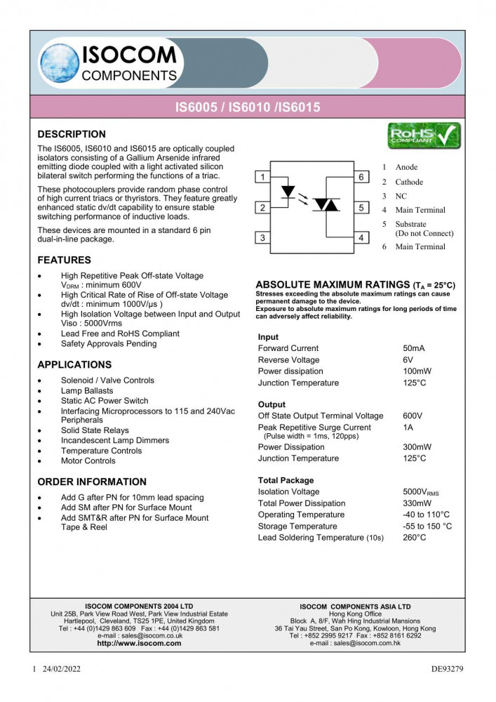 IS6010 datasheet page 1