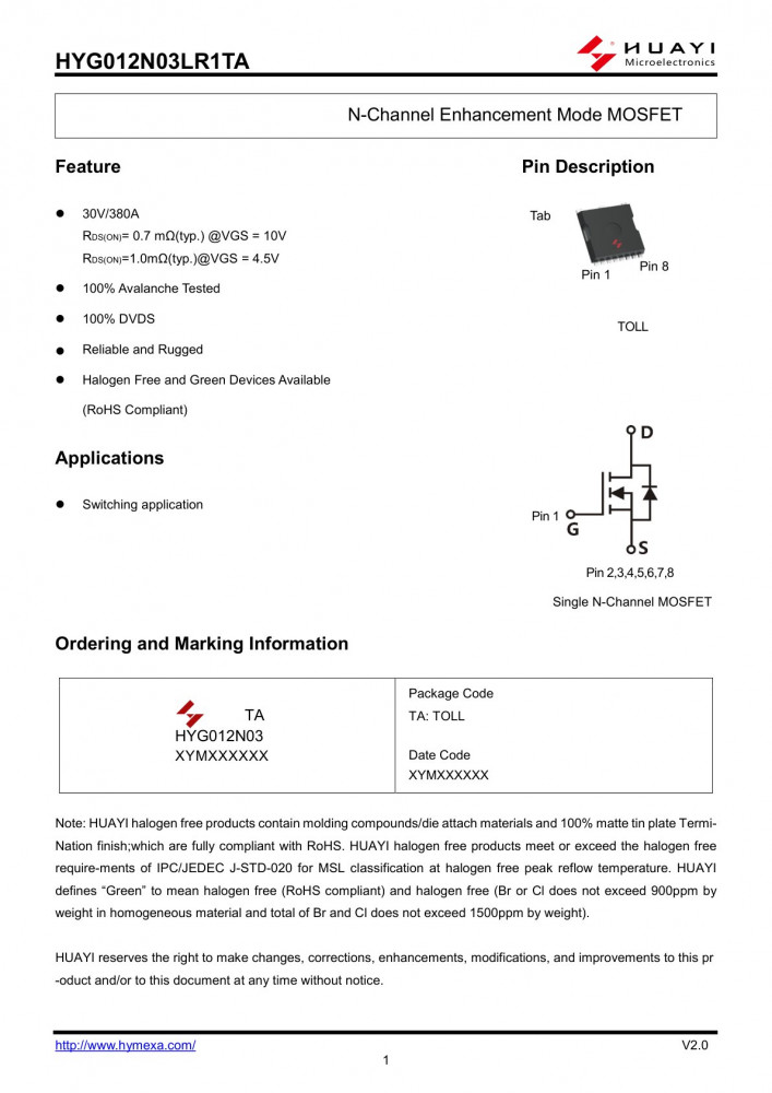HYG012N03LR1TA datasheet page 1