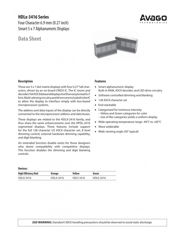 HDLY-3416 datasheet page 1
