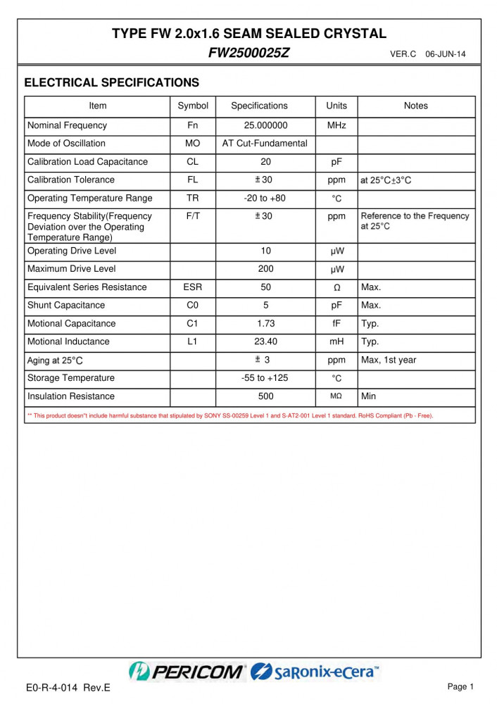 FW2500025Z specification page 3