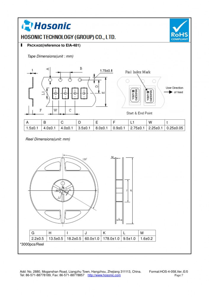 HOSONIC E2SB16E000029E specification page 7