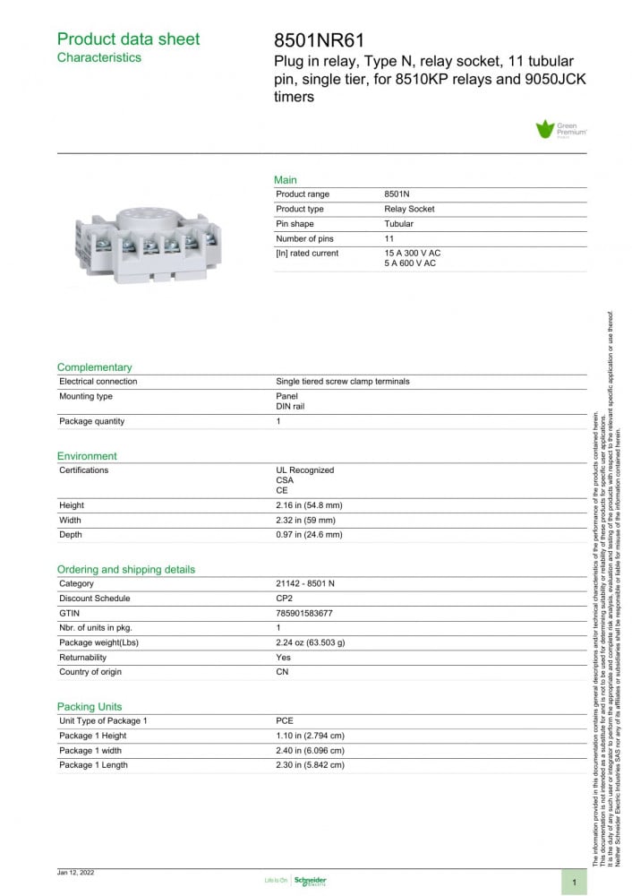 8501NR61 technical document page 1