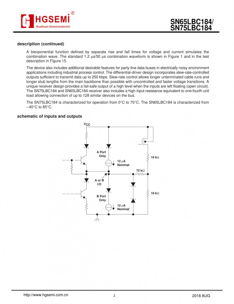 SN65LBC184 technical document page 2
