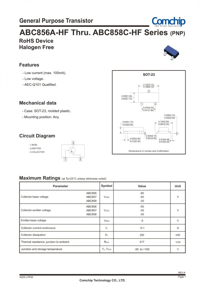 ABC856A-HF datasheet page 1