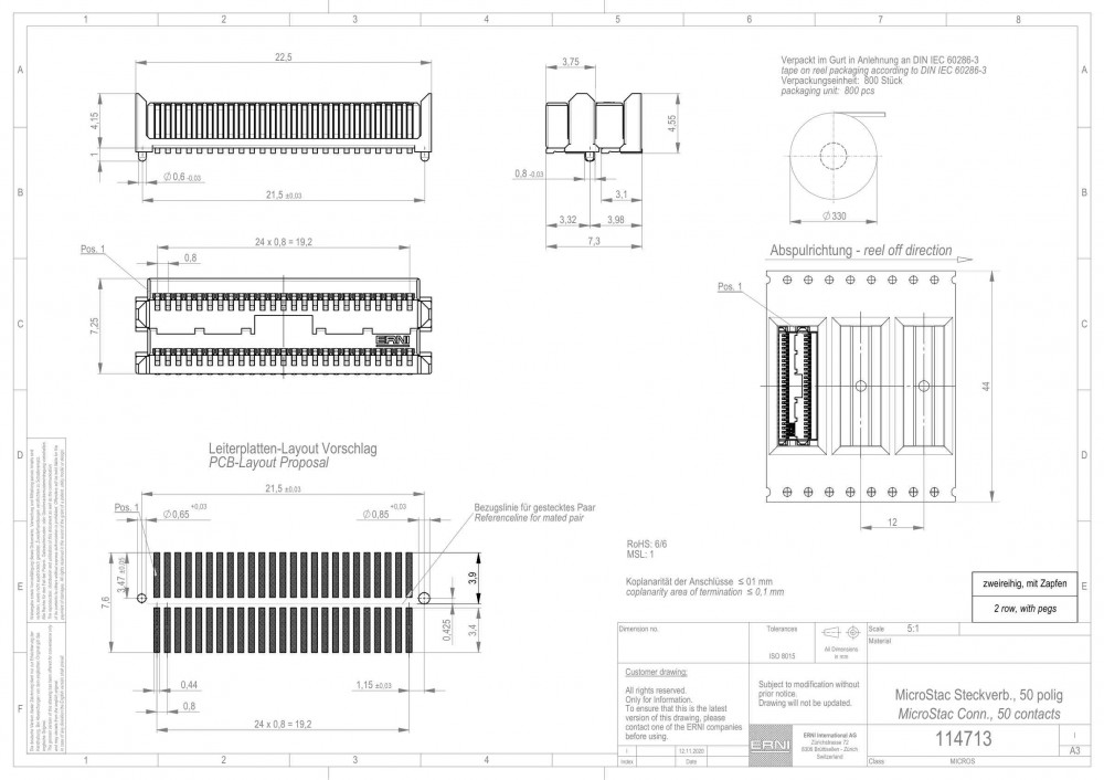 TE Connectivity 114713-E MicroStac connector drawing