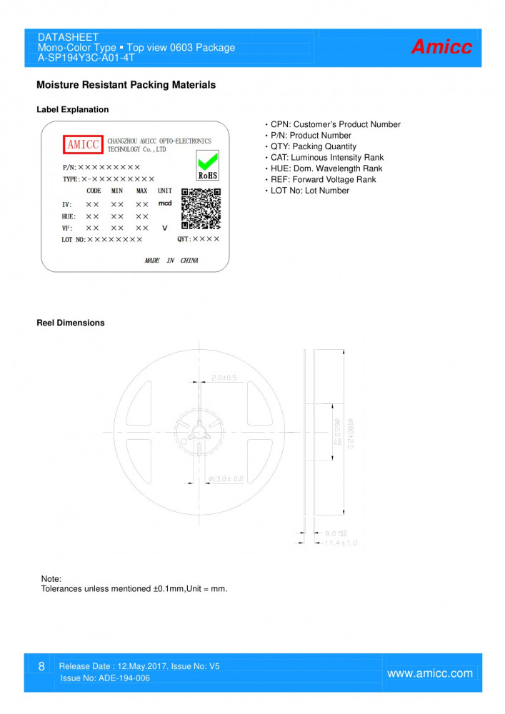 A-SP194Y3C-A01-4T datasheet page 8