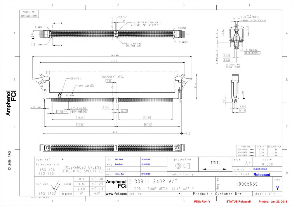 10005639 product drawing, sheet 1