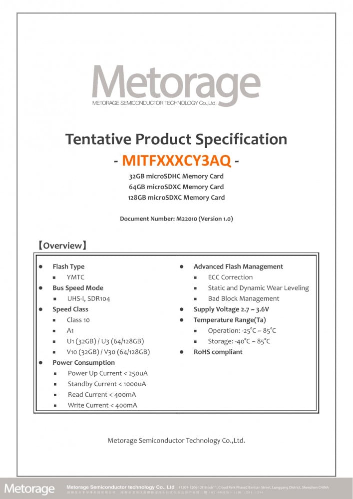 MITF128CY3AQ technical document page 1