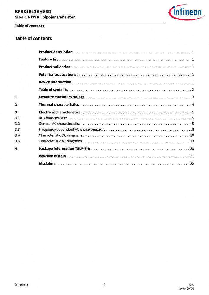 BFR840L3RHESD datasheet page 2