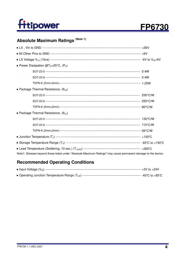 FP6730 datasheet page 4