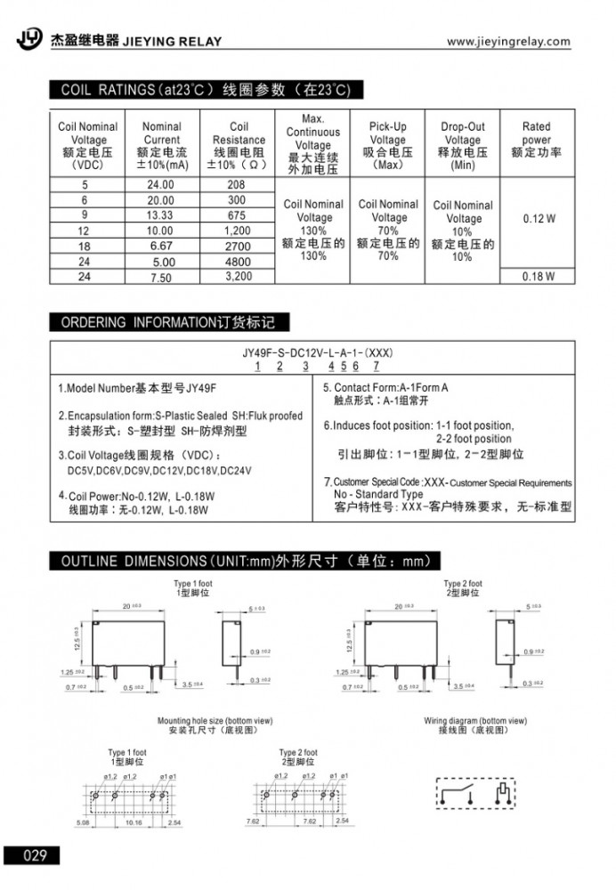 JY49F relay datasheet page 2