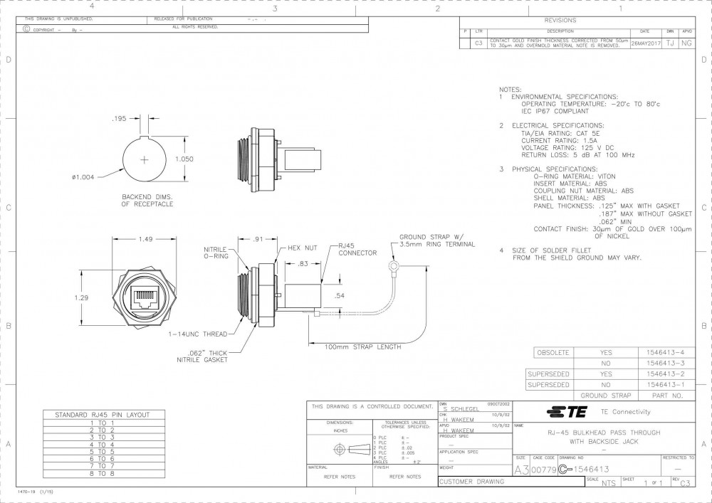 TE Connectivity 1546413-3 customer drawing preview