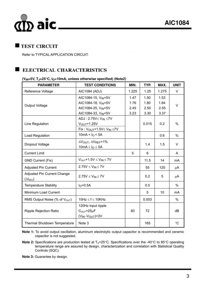 AIC1084 datasheet page 3