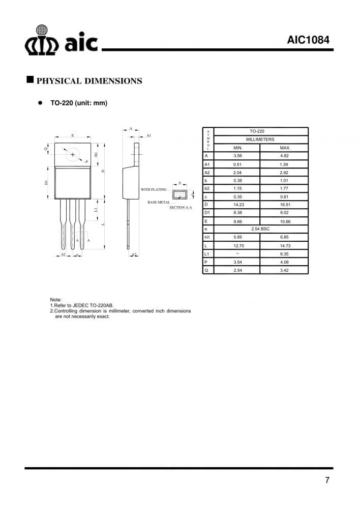 AIC1084 datasheet page 7
