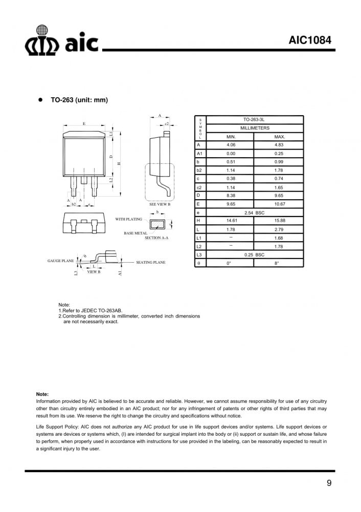 AIC1084 datasheet page 9