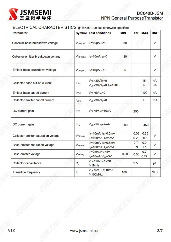 BC848B-JSM datasheet page 2