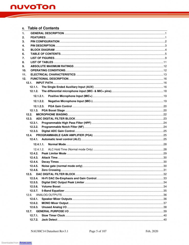 NAU88C14 datasheet page 5