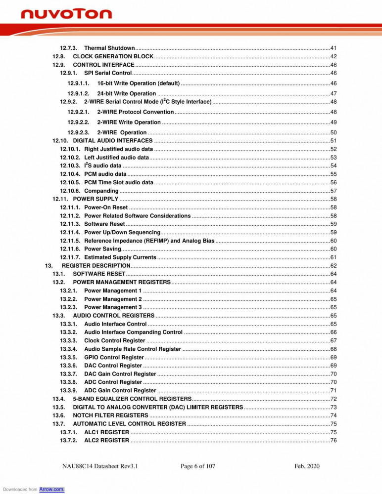 NAU88C14 datasheet page 6
