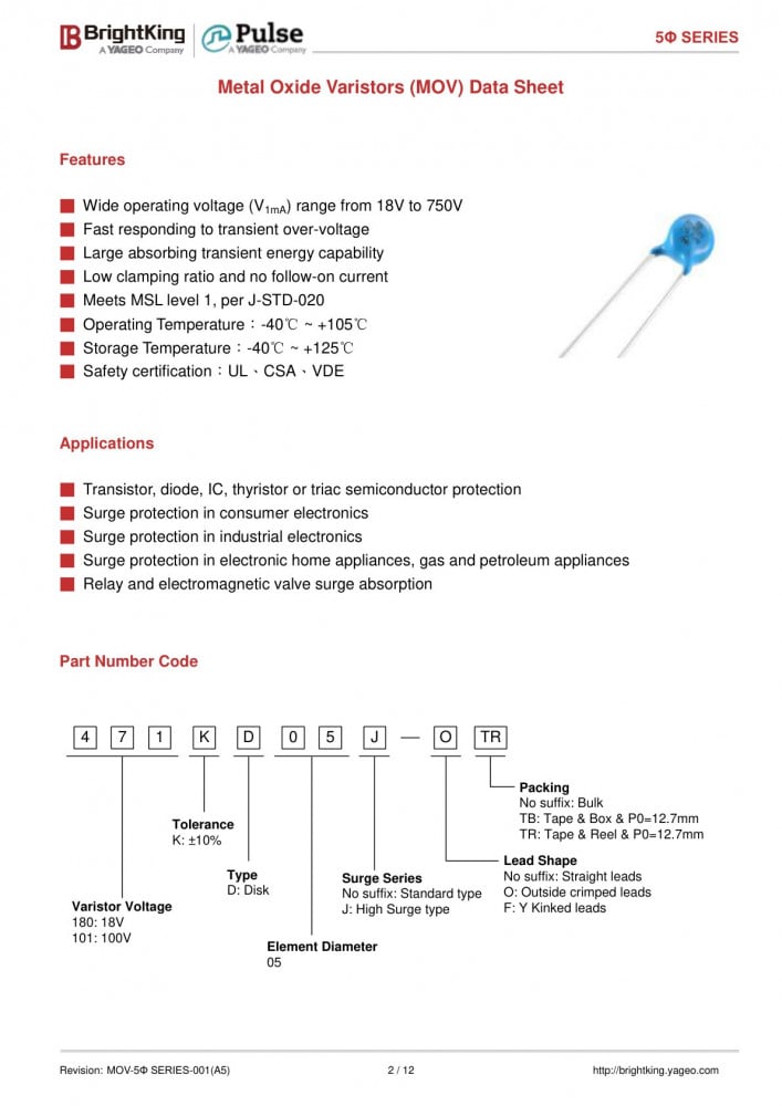 301KD05 datasheet page 1