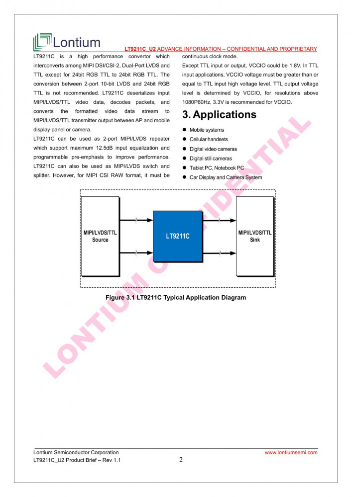 LT9211C technical document page 2